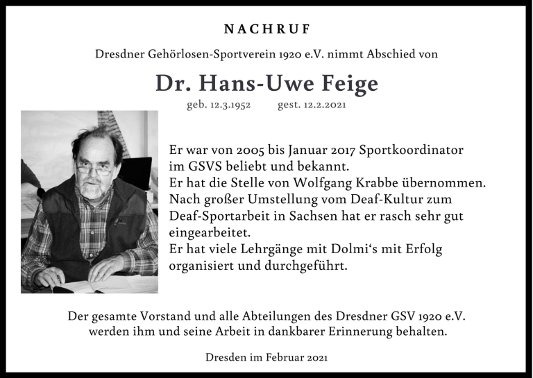 Nachruf Archive - Dresdner Gehörlosen Sportverein 1920 e.V.